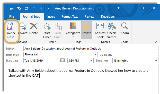 Outlook: Journal Feature – Office Bytes