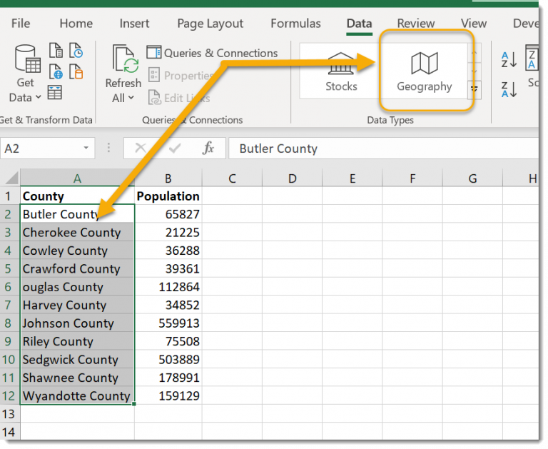  Excel Create Stunning Map Charts With Geography Data Types Office Bytes
